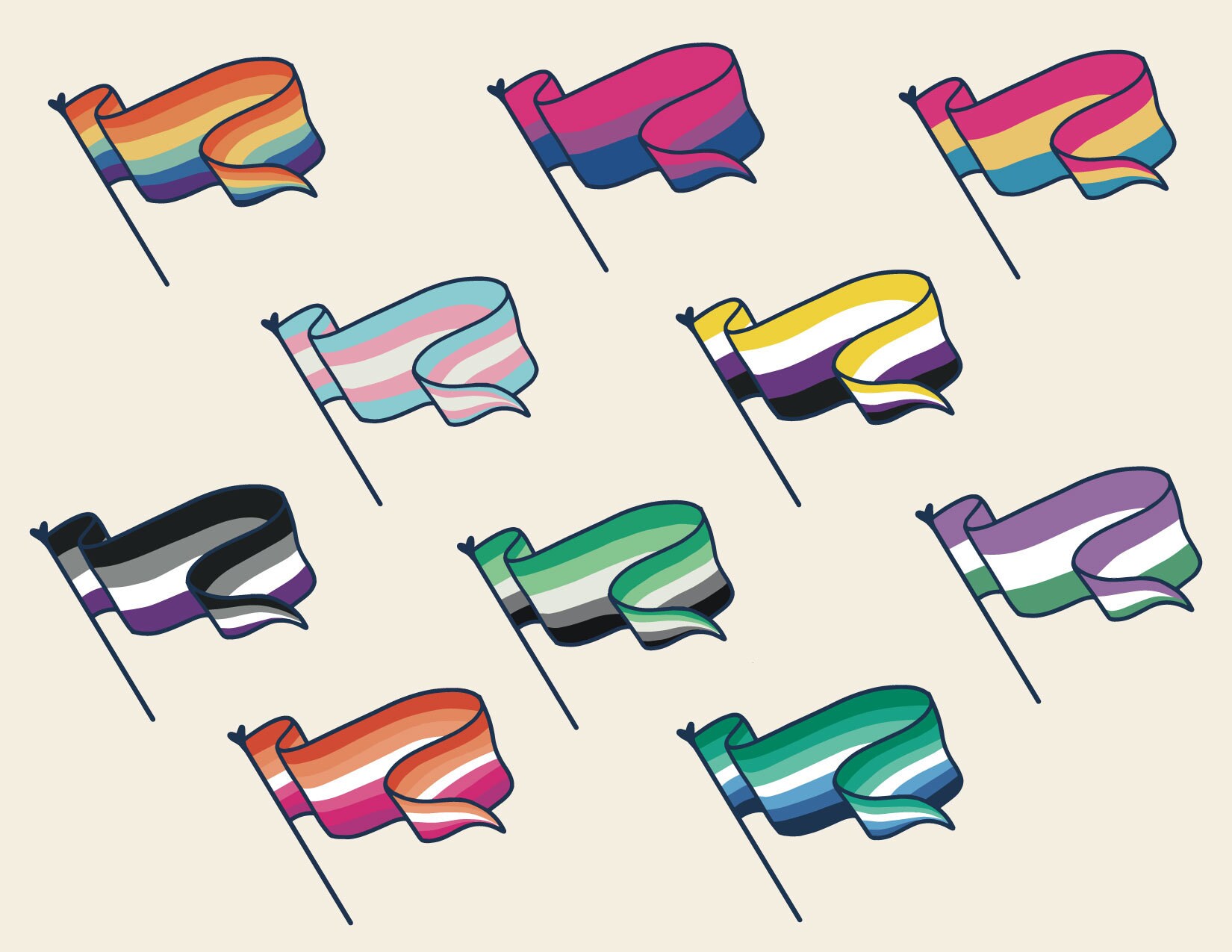 Pride Flags Graphic Image 10pk Pride Bundle PNG SVG Clipart LGBTQIA ...