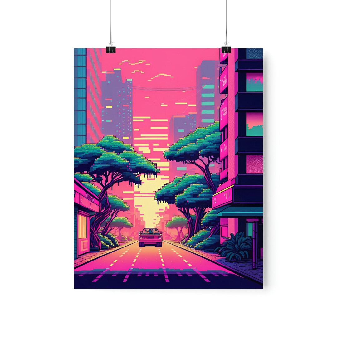 Vaporwave City Streets Poster - Etsy