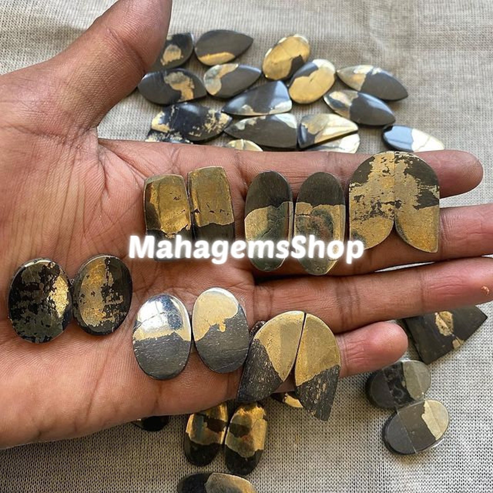 Beautiful Natural Apache Gold Pair Cabochon| Top Quality Apache Gold ...