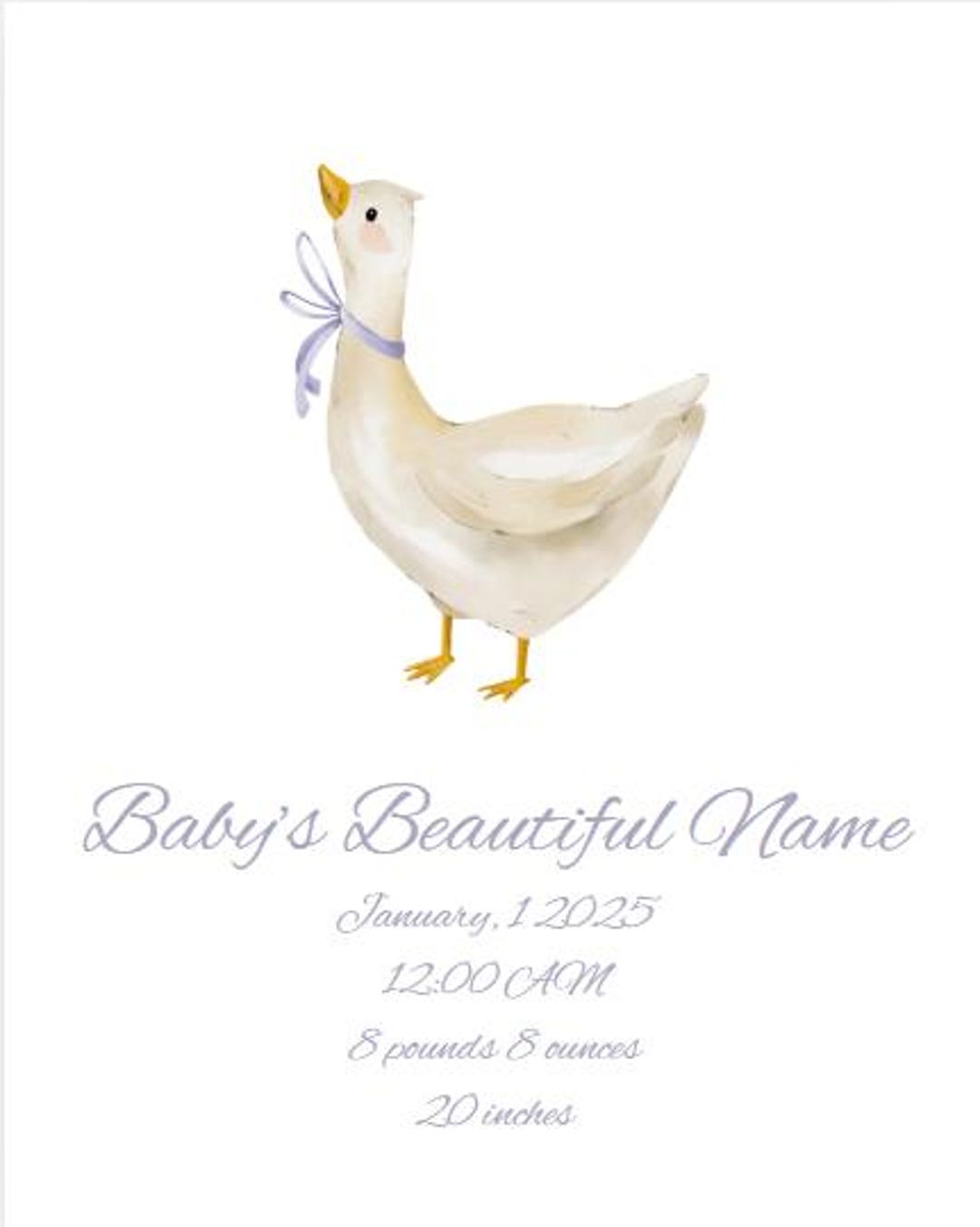 Goose Birth Announcement, Nursery Decor, Wall Decor, Baby Name ...
