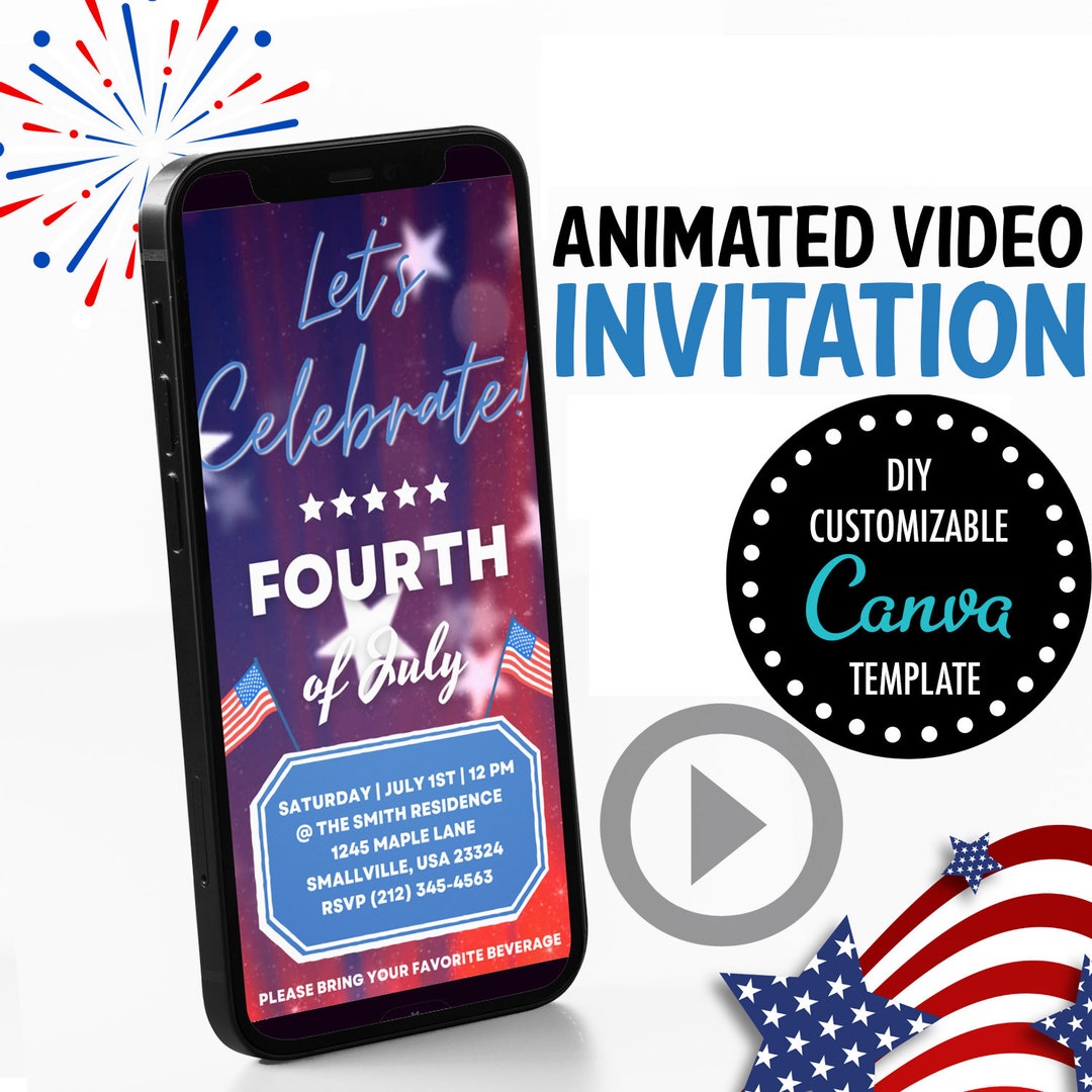 4th of July Invitation Digital, 4th of July Evite ,4th of July ...