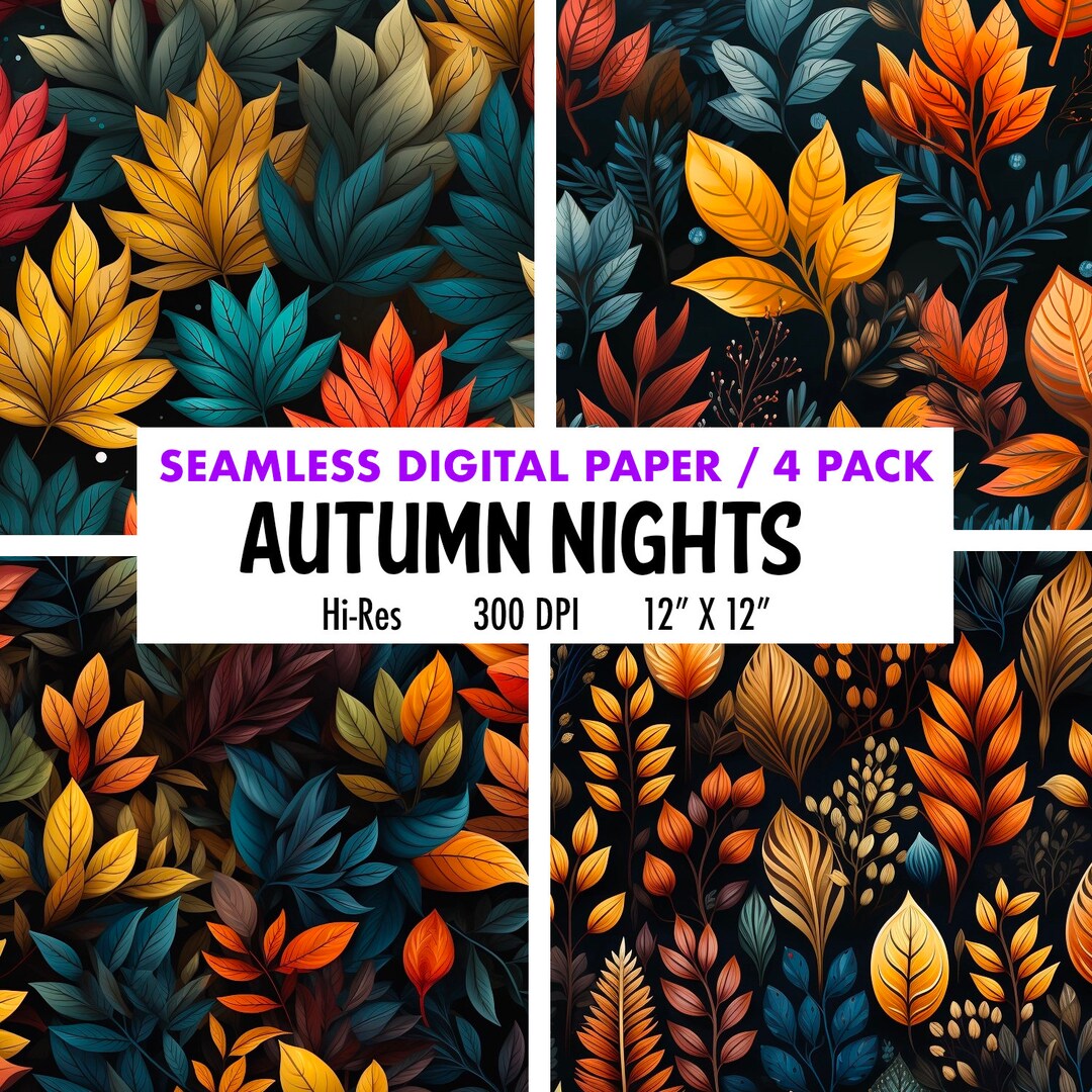 Seamless FALL LEAVES Pattern, Commercial Use, Floral Autumn Leaves ...
