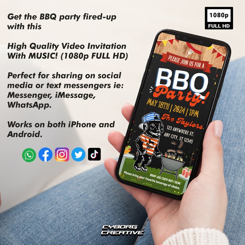 Animated Bbq Invitation Bbq Phone Invite Bbq Party Invitation ...