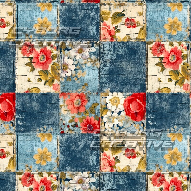 Seamless Floral Pattern, Distressed Florals, Commercial Use, Floral ...
