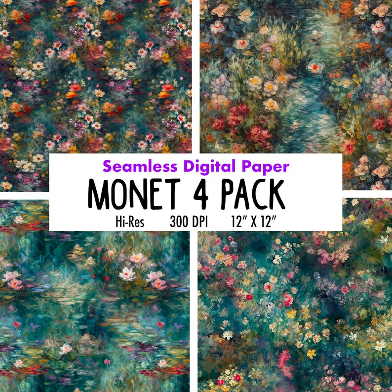 Monet Inspired Digital Paper Monet Backgrounds Monet - Etsy