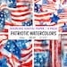 Patriot Red White Blue Stars Watercolor Digital Paper Patriotic Texture ...