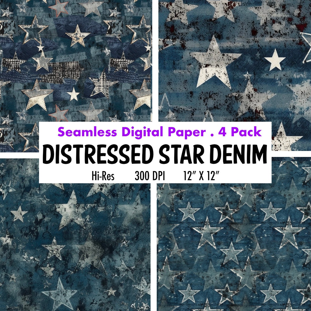 Distressed Denim Texture Digital Paper Pack, Rock Star Digital Paper ...