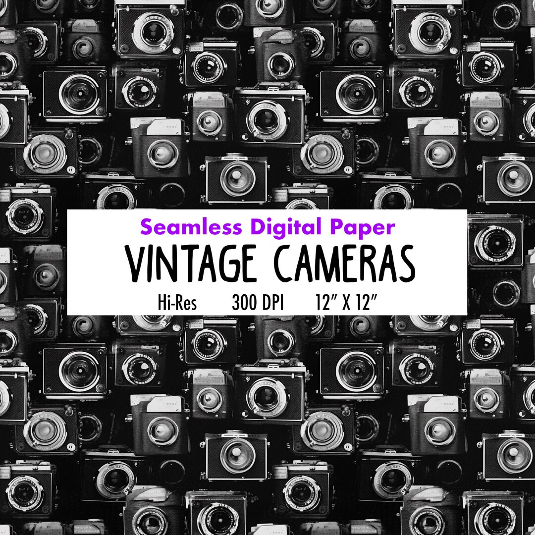 Vintage Camera Digital Paper, Unique Seamless Pattern, Photography ...