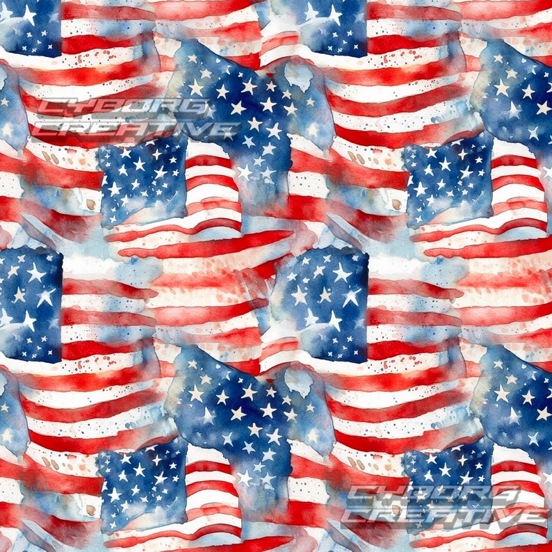 Patriot Red White Blue Stars Watercolor Digital Paper Patriotic Texture ...