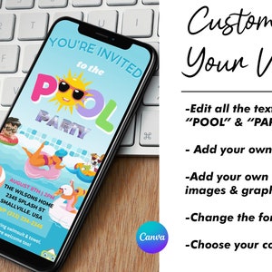 Pool Party Invitation SMS Animated Textable Swim Party Evite Pool ...