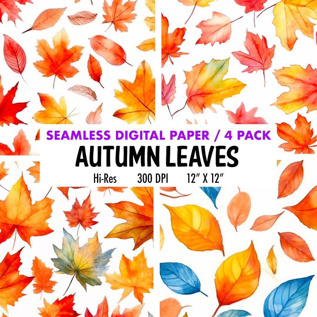 Autumn Leaves Watercolor Floral Pattern Boho Fall Floral Seamless ...