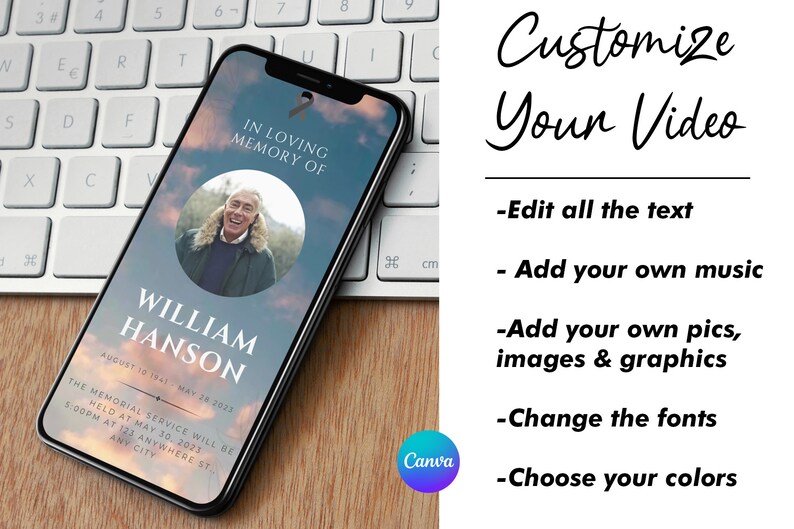 Digital Funeral Announcement Template Funeral Electronic - Etsy
