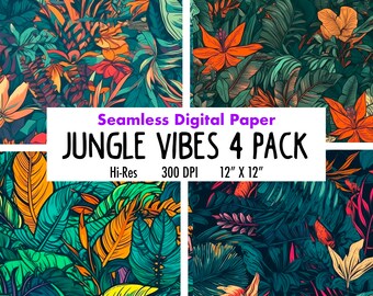 Tropical Leaves Digital Paper Exotic Digital Paper Palm Colors Digital ...