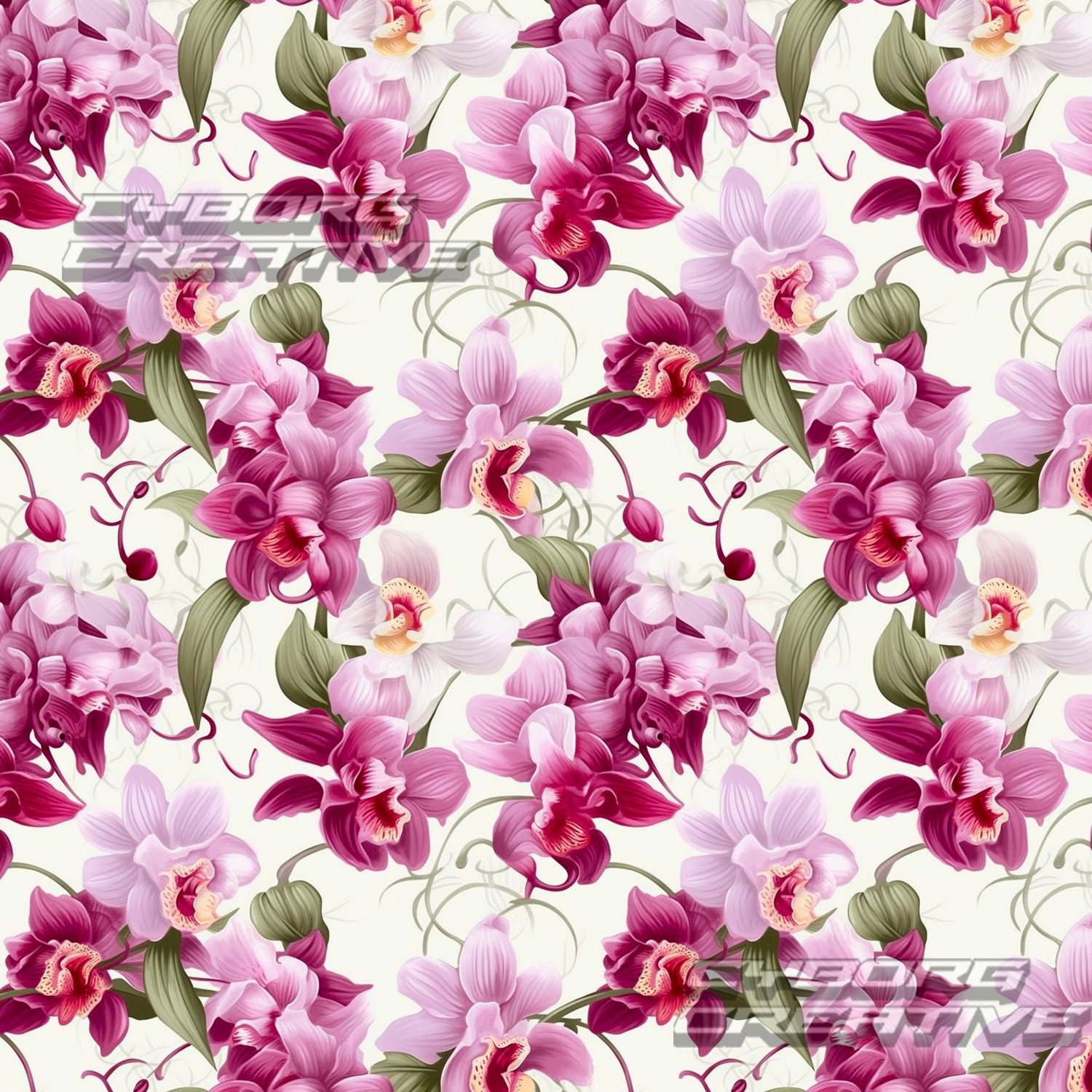 Orchid Digital Paper Botanical Watercolor Flower Backgrounds SEAMLESS ...