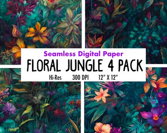 Tropical Leaves Digital Paper Exotic Digital Paper Palm Colors Digital ...