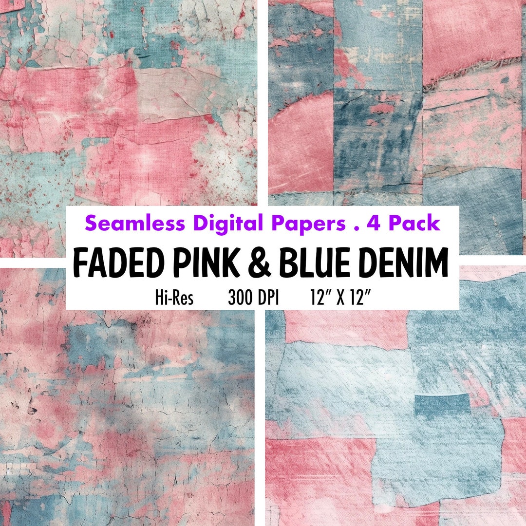 Pink Denim Texture, Baby Blue Denim Image, Digital Paper Pack ...
