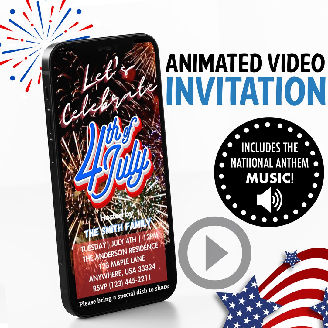 4th of July Invitation Digital, 4th of July Evite ,4th of July ...