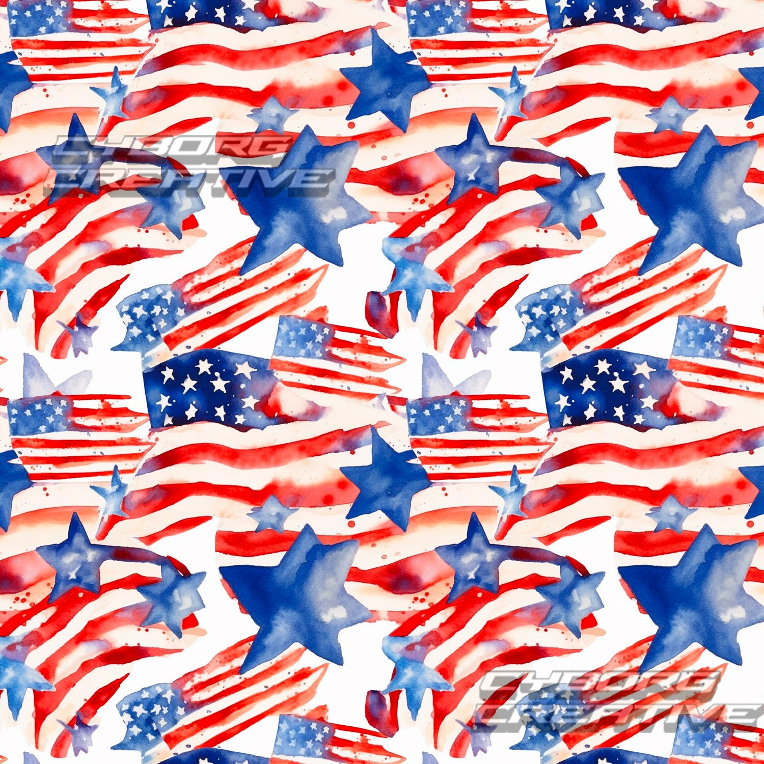 Patriot Red White Blue Stars Watercolor Digital Paper Patriotic Texture ...