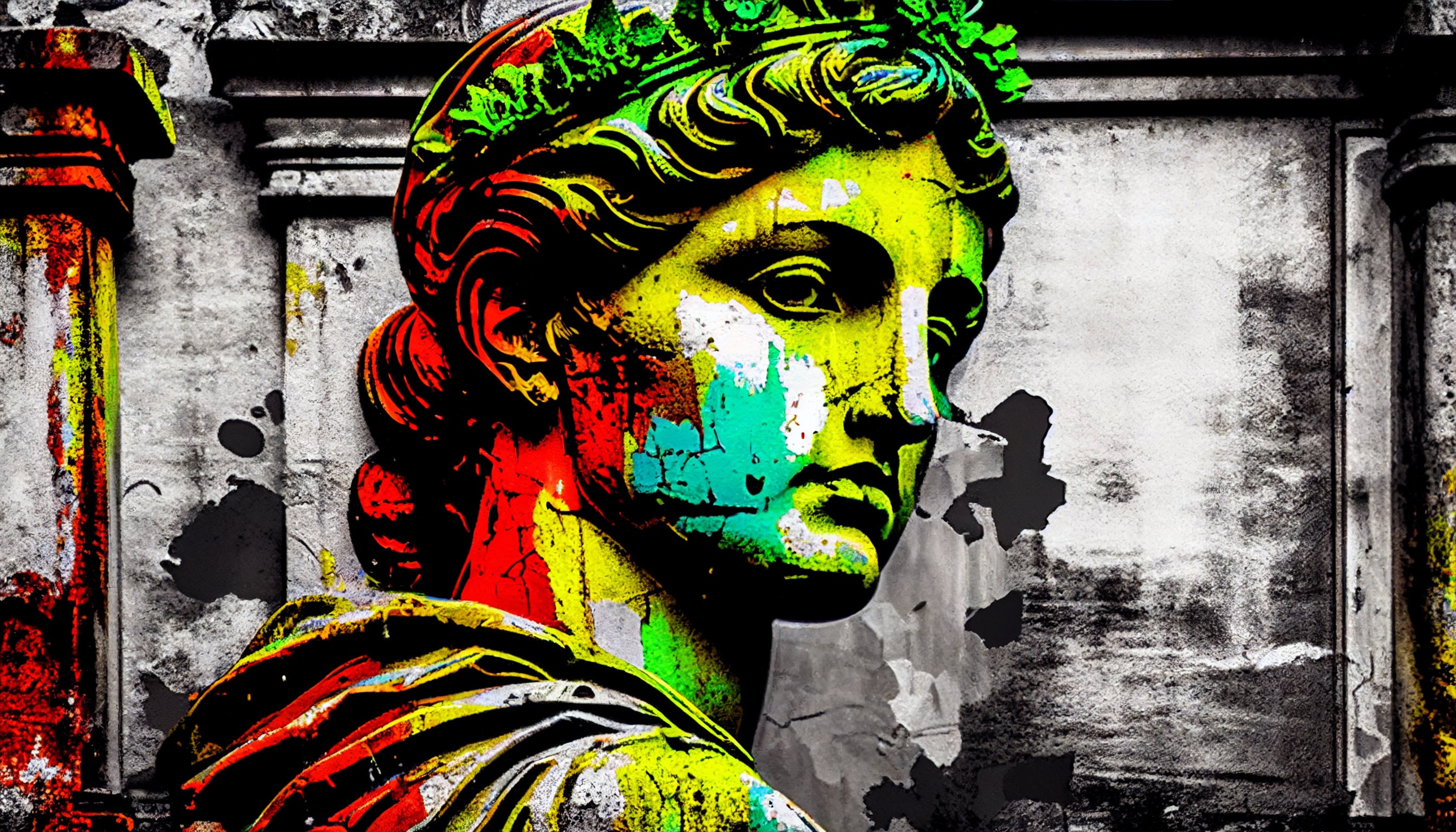Roman Statue Graffiti Art AI Generated Digital Art Print Printable Wall ...