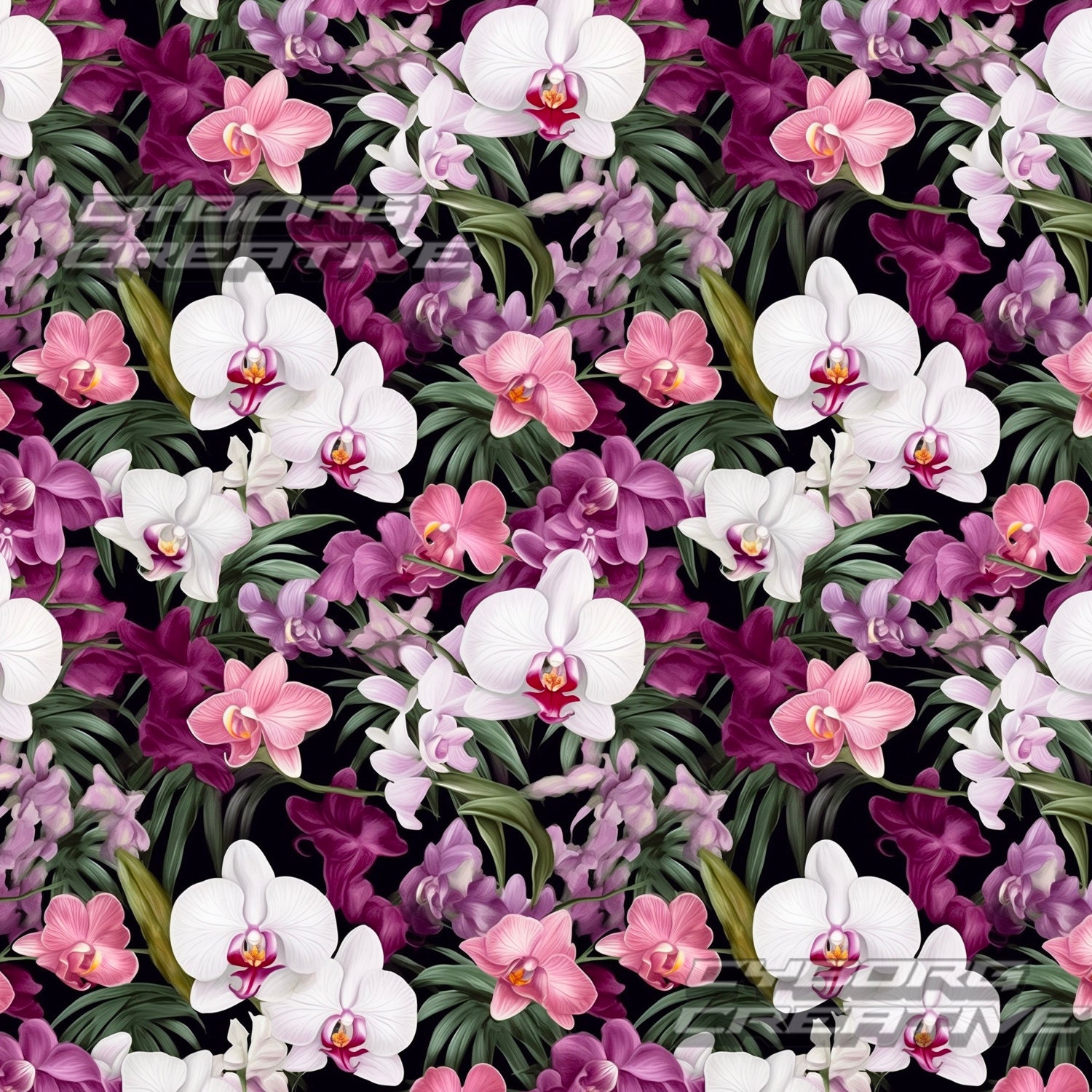 Orchid Digital Paper Botanical Watercolor Flower Backgrounds SEAMLESS ...