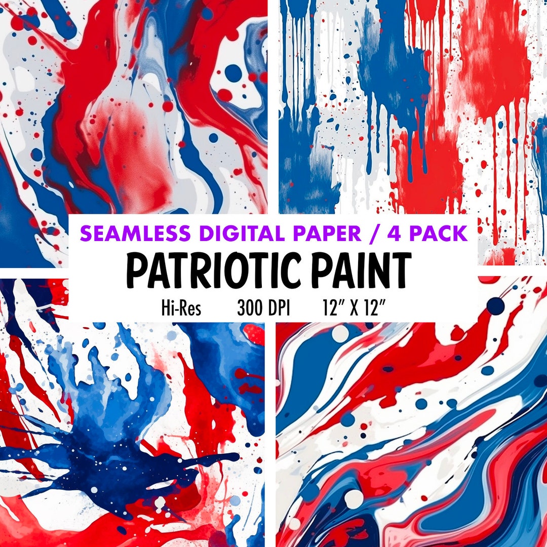 Patriot Red and Blue Watercolor Digital Paper Patriotic Watercolor ...