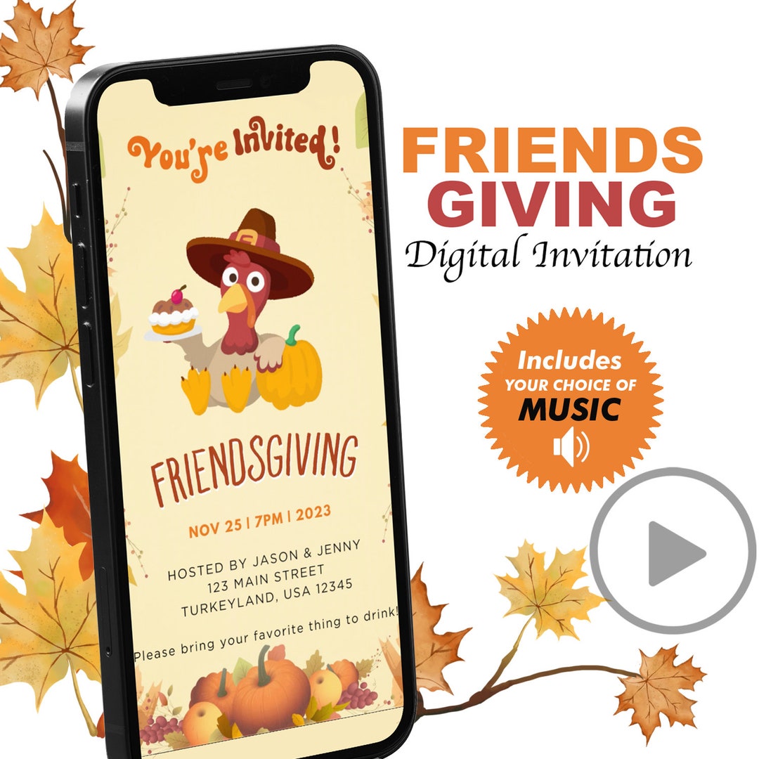 Friendsgiving Dinner Invitation, Let's Give Thanks Invitation Template ...