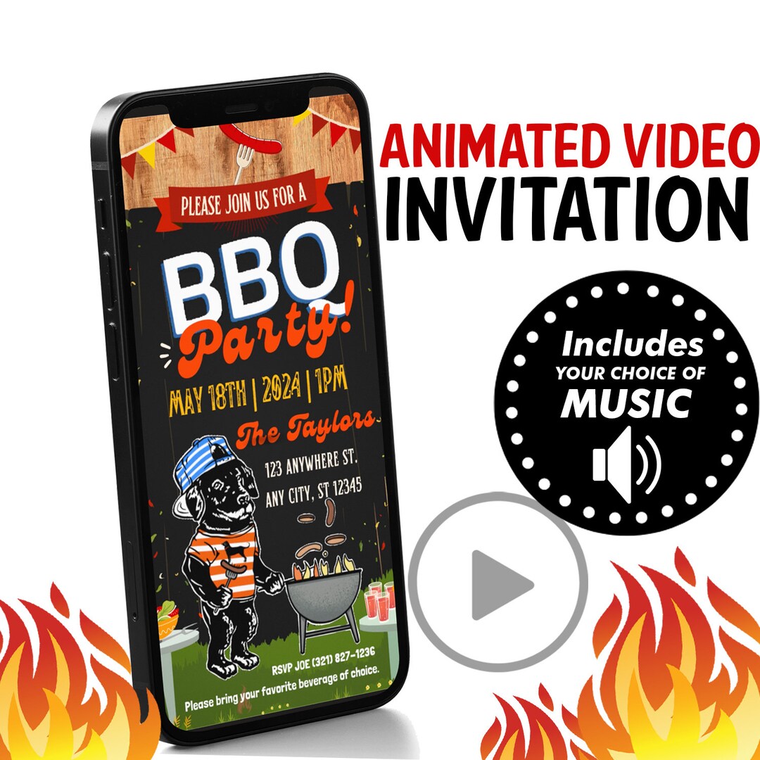 Animated Bbq Invitation Bbq Phone Invite Bbq Party Invitation ...