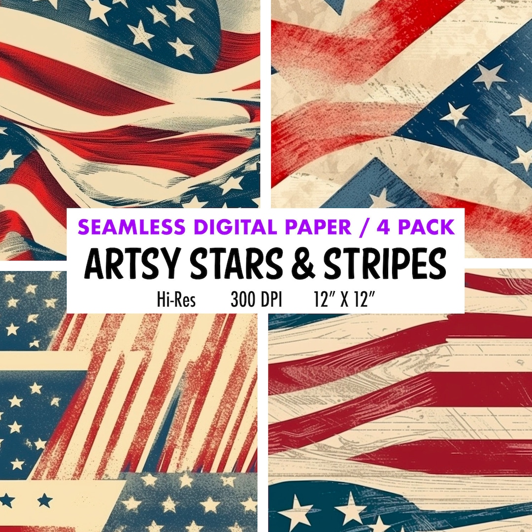 Patriot Red White Blue Stars 4th of July Digital Paper Patriotic ...