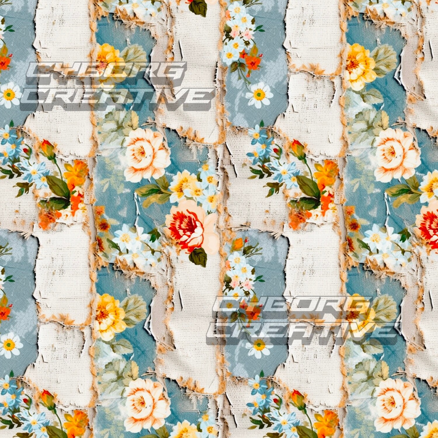 Seamless Floral Pattern, Distressed Florals, Commercial Use, Floral ...