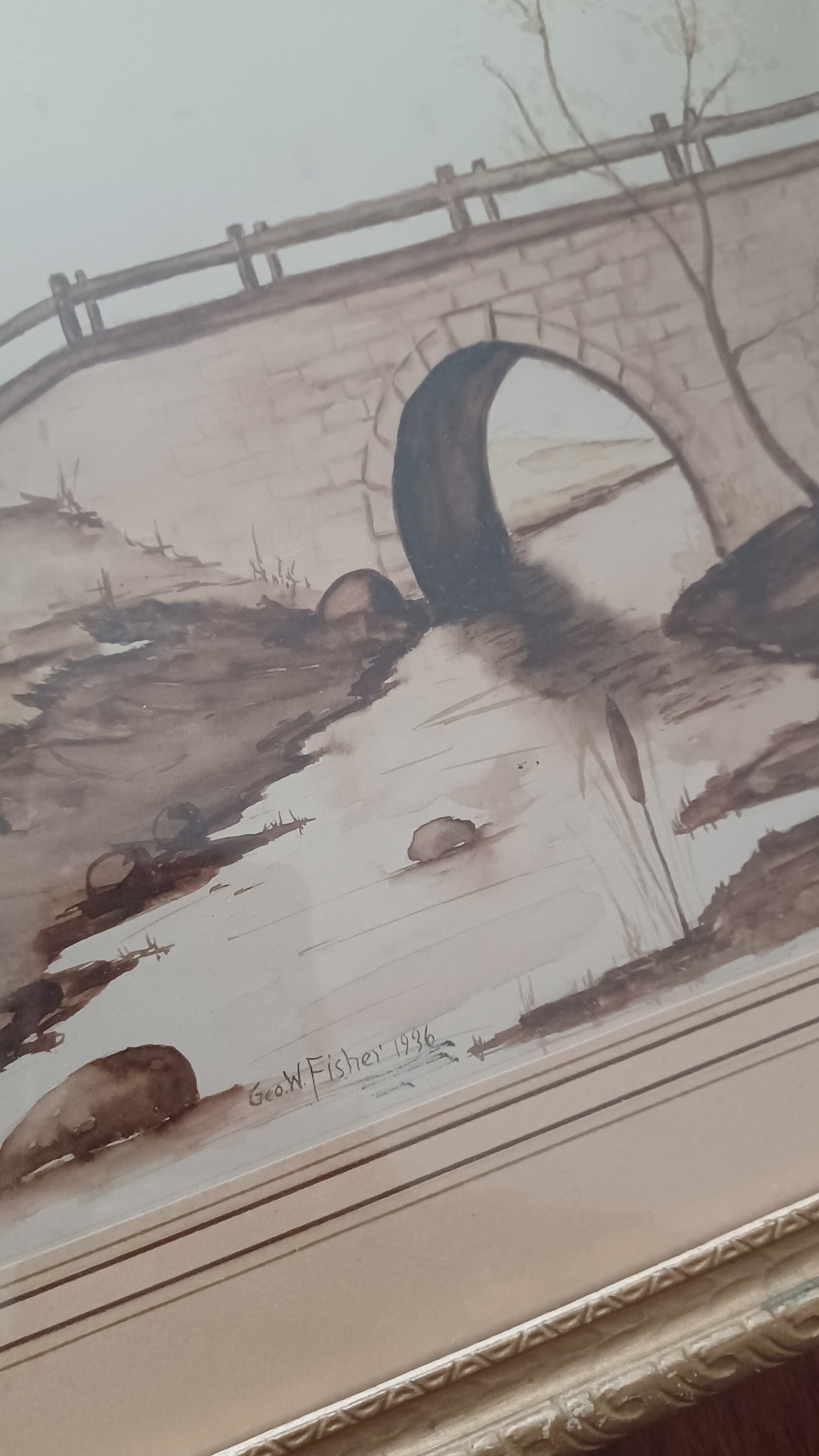 Antique Watercolor - Bridge Over Stream, 1936, Signed - Etsy