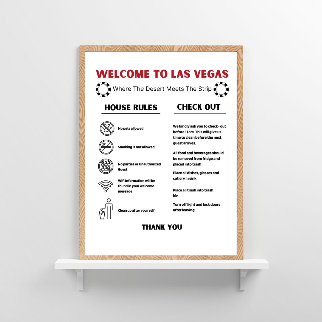 Red Las Vegas Vrbo House Rules Checkout Instructions Print Out ...