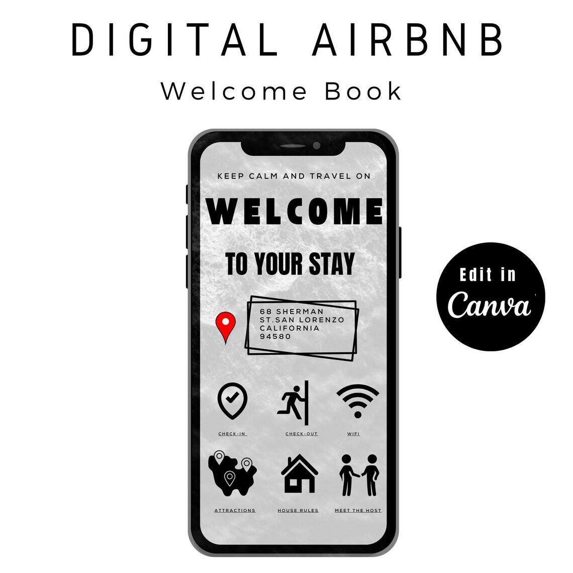 Modern Welcome Book Mobile Template - Canva Airbnb Guidebook - Digital ...