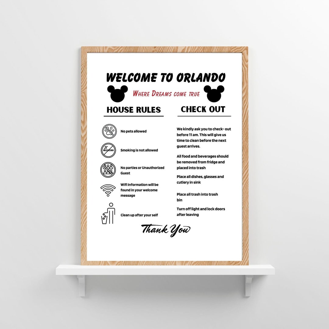 Orlando Airbnb Vrbo House Rules Check Out Instructions -digital ...