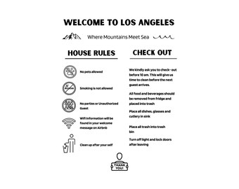 Los Angeles Airbnb Vrbo House Rules Check-out Instructions Print Out ...