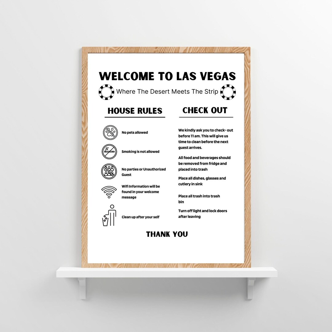 Las Vegas Airbnb Vrbo House Rules Checkout Instructions Print Out ...