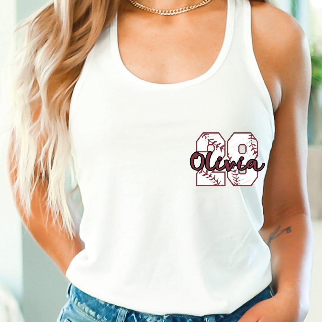 Custom Baseball Tank Top, Baseball Name and Number Tank Top for Her ...