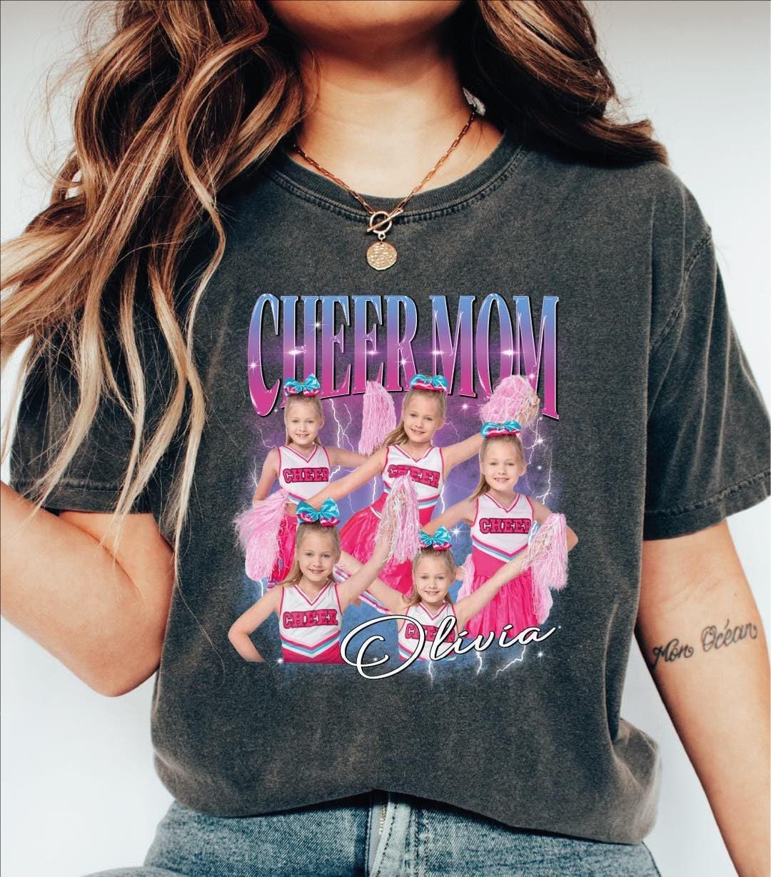 Personalized Cheer Mom Shirt, Custom Photo Cheer Mama Tshirt, Game Day ...