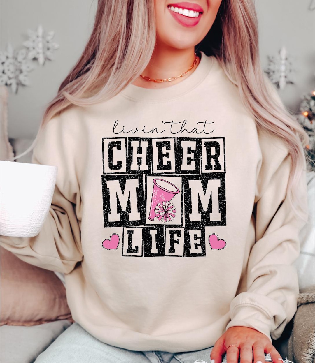 Livin That Cheer Mom Life Sweatshirt, Cheerleader Mom Hoodie, Cheer Mom ...