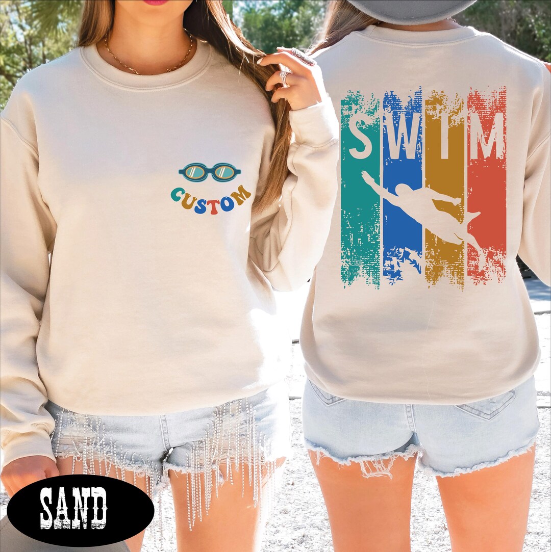 Custom Swim Sweatshirt, Custom Swim Sweatshirt, Retro Swimmer Hoodie ...