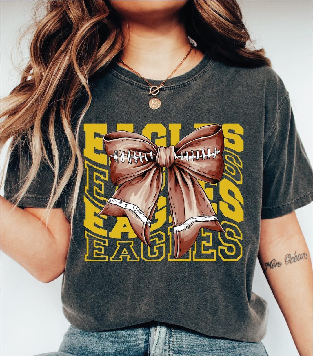 Custom Team Mascot Bow Shirt, Coquette Bow Tshirt, Football Team Shirt ...
