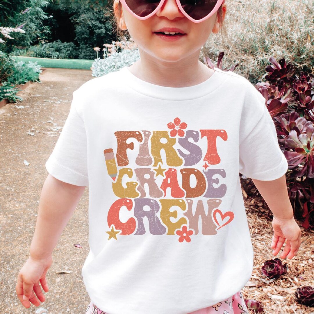 Retro First Grade Teacher Shirt, First Grade Crew Shirt, 1st Grade ...