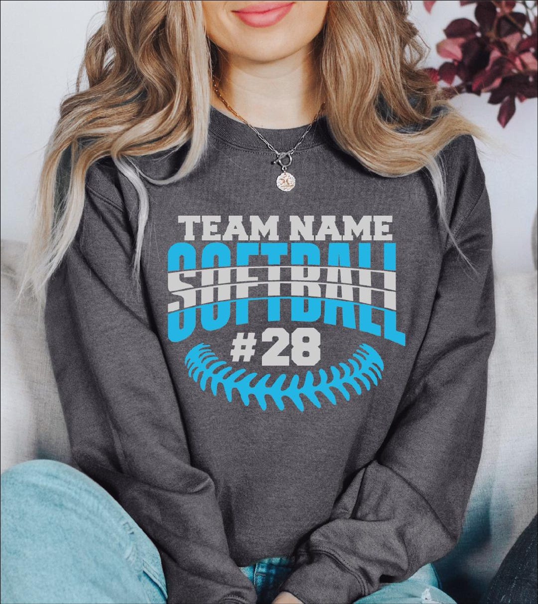 Personalized Team Number Softball Sweatshirt, Softball Game Day ...