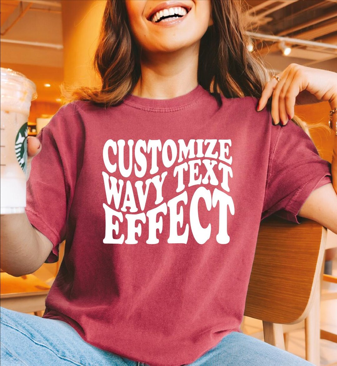 Personalized Text Shirt, Customized Wavy Letter Text Shirt, Custom ...
