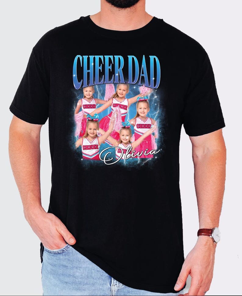 Personalized Cheer Dad Shirt, Custom Photo Cheer Daddy Tshirt, Game Day ...