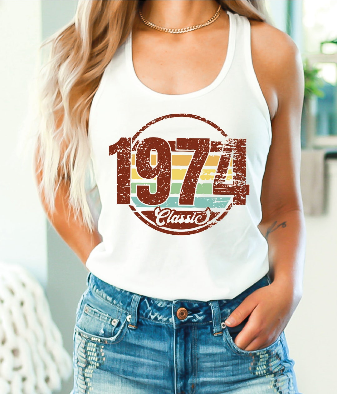 1974 Classic Tank Top, 50th Birthday Tank Tops, Retro 1974 Racerback ...