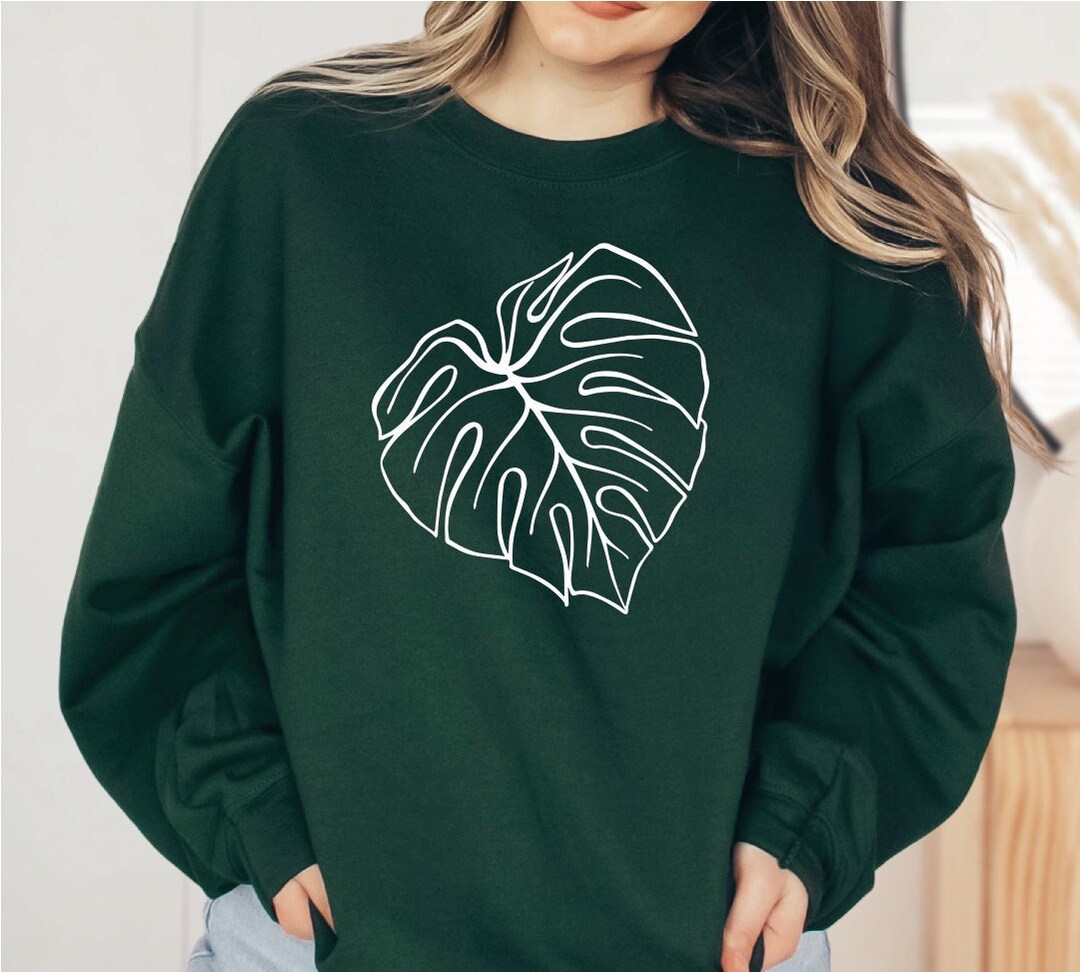Monstera Sweatshirt, Monstera Deliciosa Crewneck, Botanical Hoodie ...