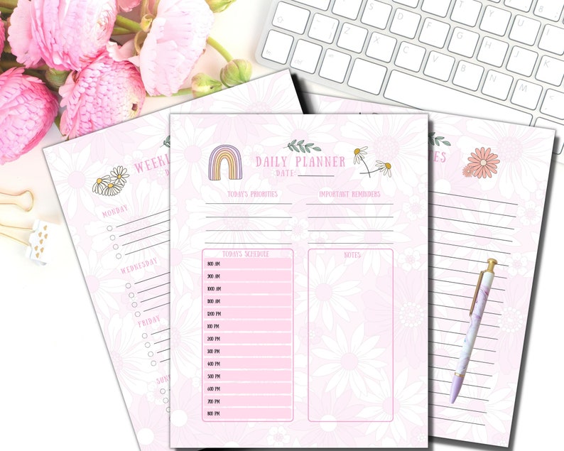 Daisy Printable Planner Pages, Digital Download, to Do List, Notes Page ...