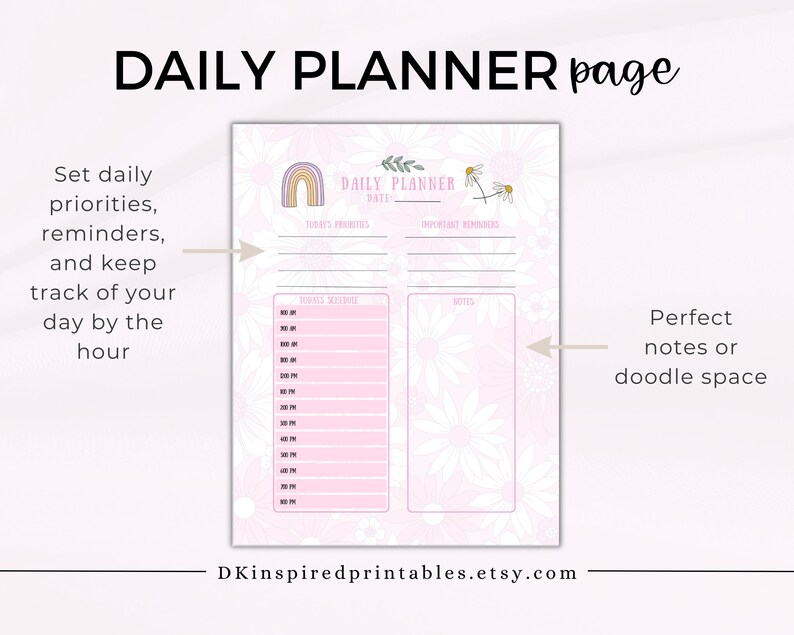 Daisy Printable Planner Pages, Digital Download, to Do List, Notes Page ...