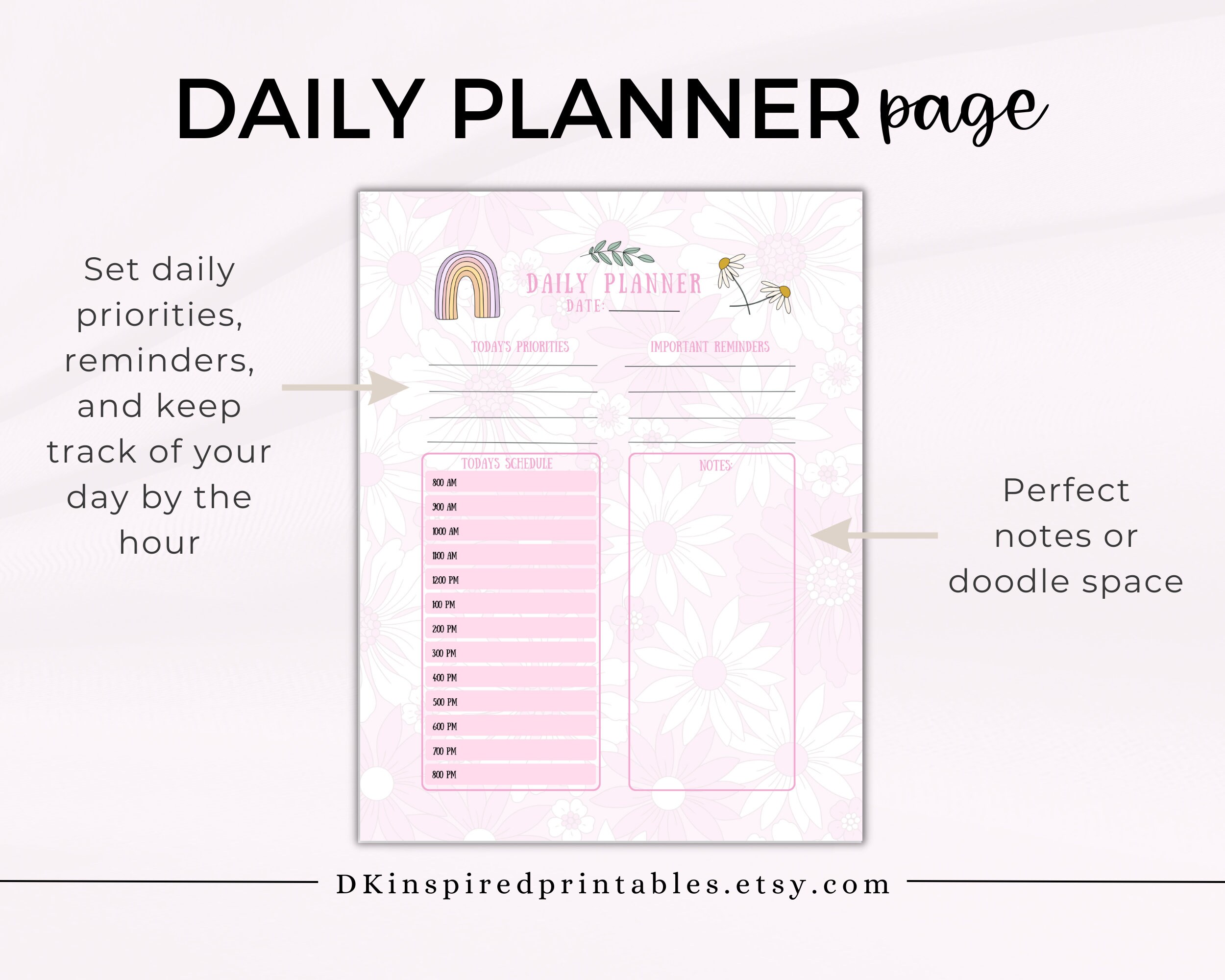 Daisy Printable Planner Pages, Digital Download, to Do List, Notes Page ...
