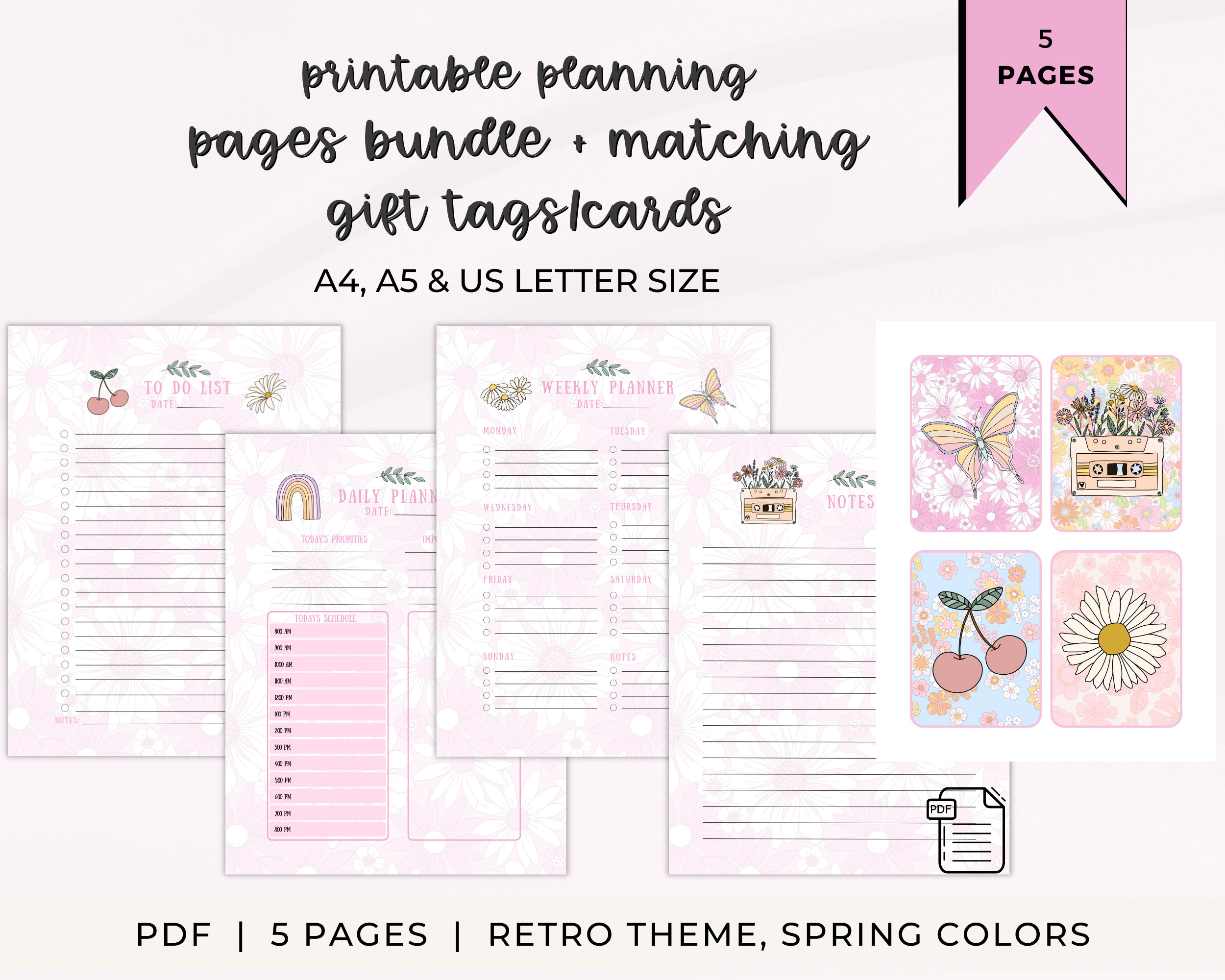 Daisy Printable Planner Pages, Digital Download, to Do List, Notes Page ...